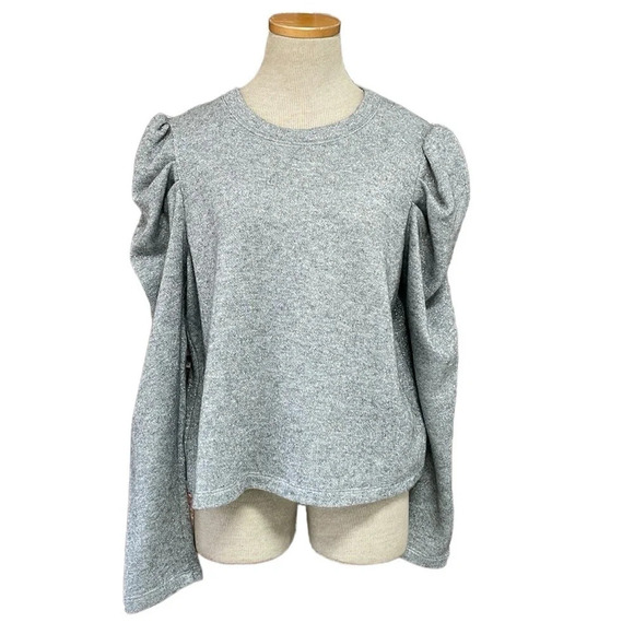 CeCe | Sweaters | Cece Sweater Womens Xl Metallic Silver Grey Knit Puff ...